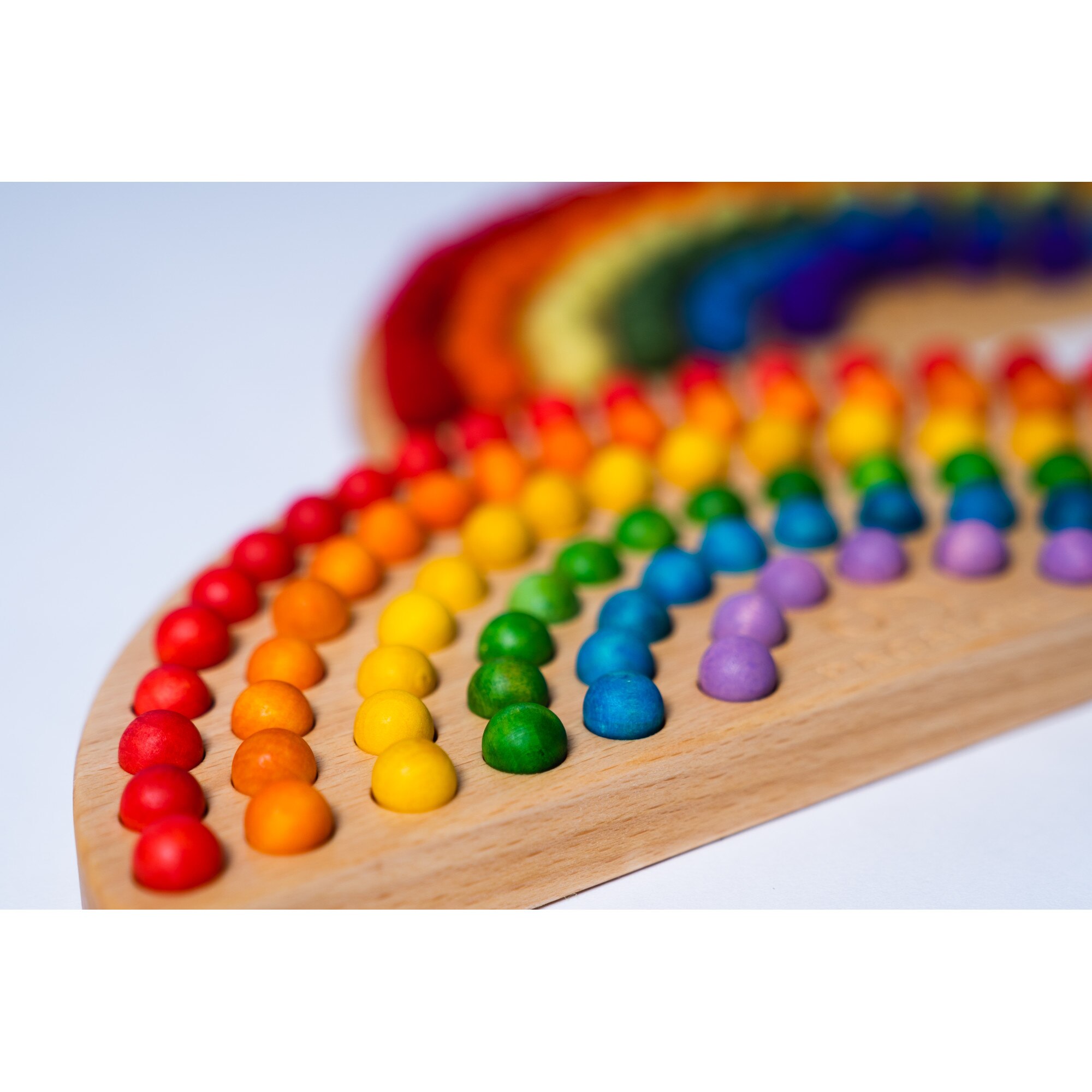 Joc educativ Curcubeu Montessori mic cu bile din lemn, Pagalou Toys, +3 ...