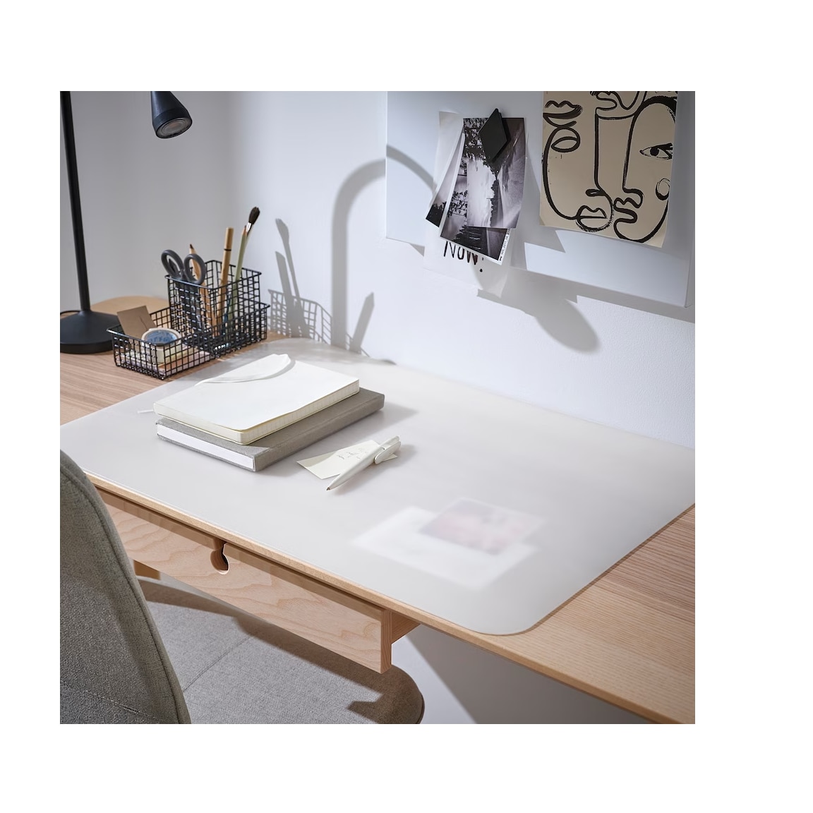 Mapa suport pentru birou, 65x45 cm, Alb-Transparent, IKA-BBLFMD177 ...