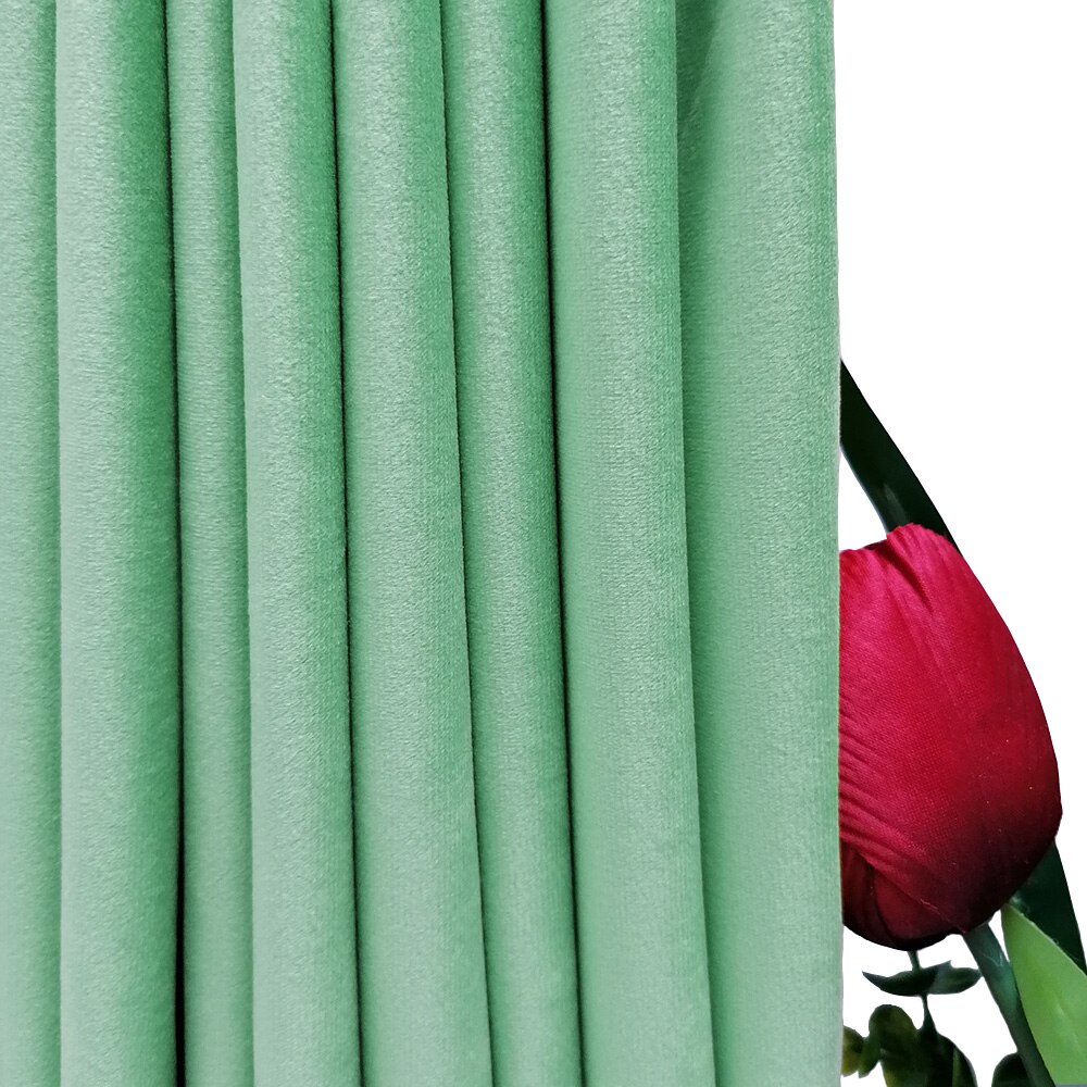 Set 2 draperii de Catifea Blackout Royal Velvet, verde menta, cusute cu ...