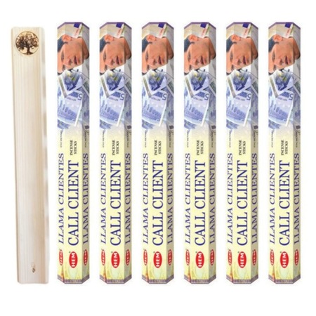 Комплект от 6 ароматизирани пръчици Call Client и дървена подложка с ...