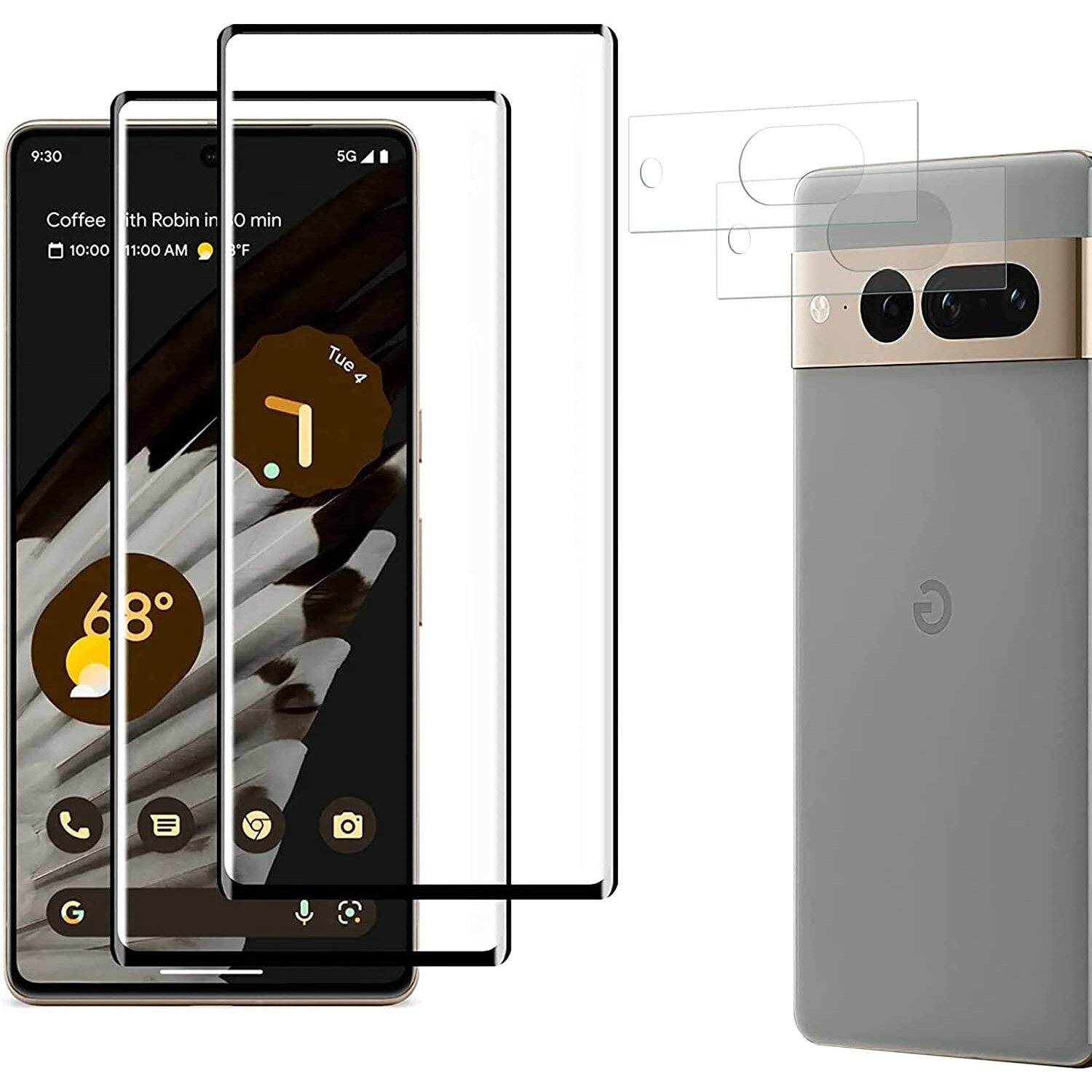 Set 4 folii protectie telefon, Pentru ecran/camera, Sticla securizata ...