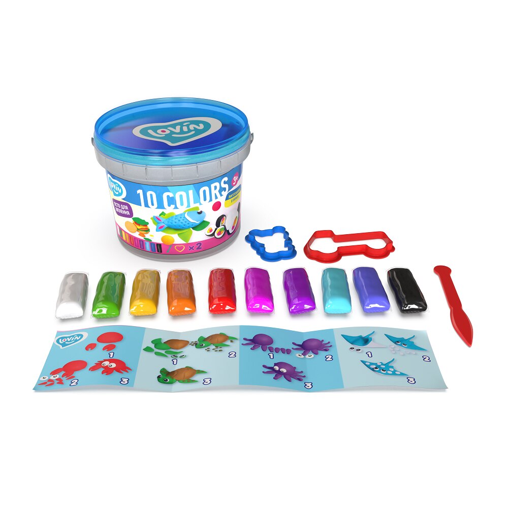 Set plastilina si accesorii pentru modelaj Lovin - 10 culori pentru ...