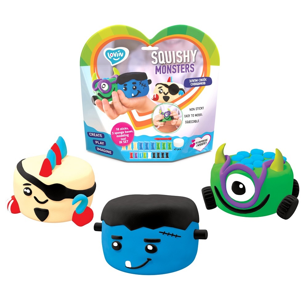 Set Air Clay pentru modelaj Lovin - 18 culori - Squishy Monsters - eMAG.ro