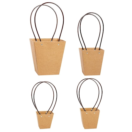 Set 4 pungi din hartie impermeabila cu maner, pentru flori, bomboane ...
