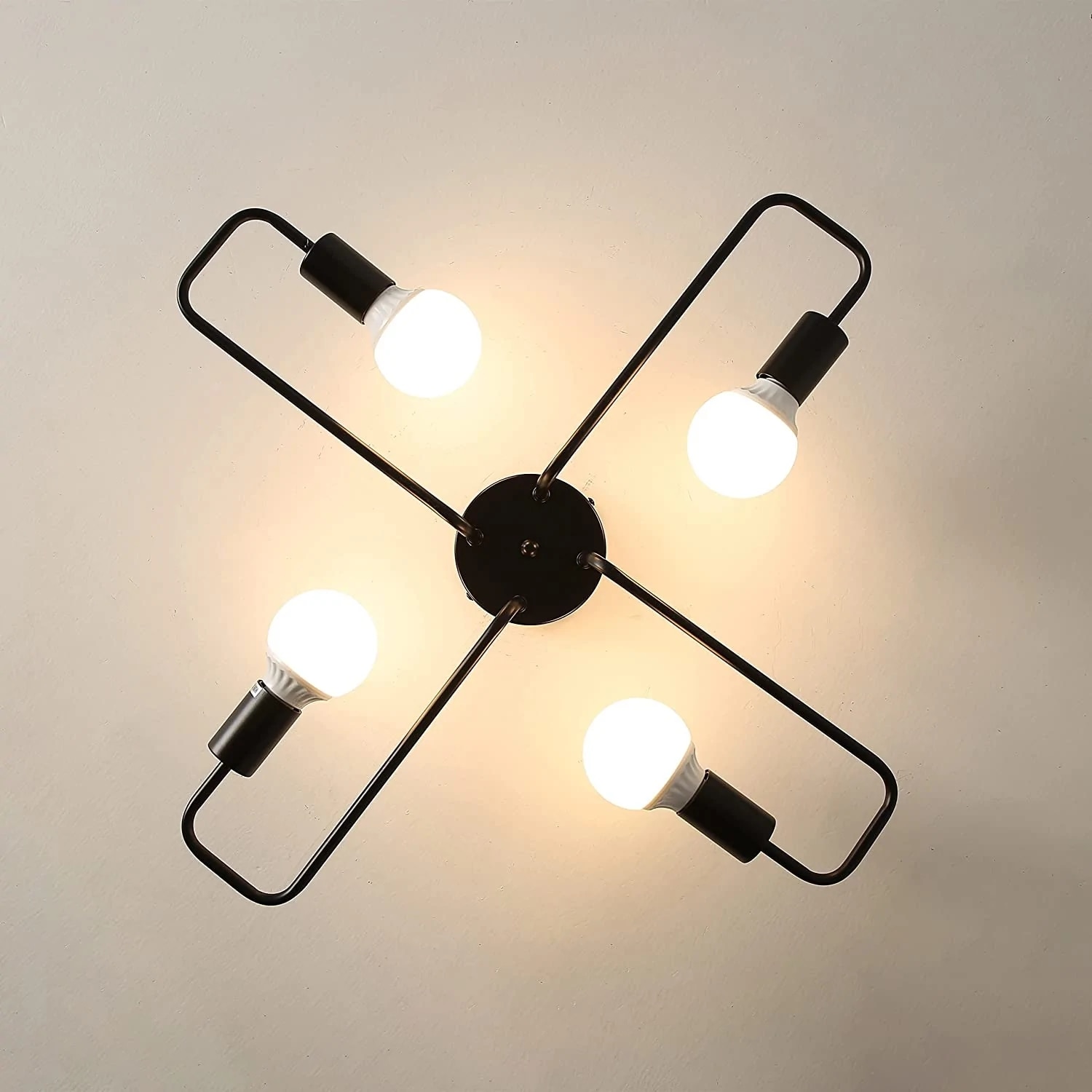 Lustra Vintage Design, SENQIU, 4 Socluri E27, Max.60W, 55 x 12cm, Negru ...