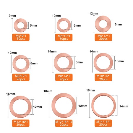 Set 200 saibe de cupru, Darklove, Saiba plata de etansare, Cu carcasa ...