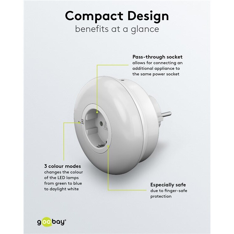 Priza LED cu lumina de veghe 6500k, port priza, 3 culori - eMAG.ro