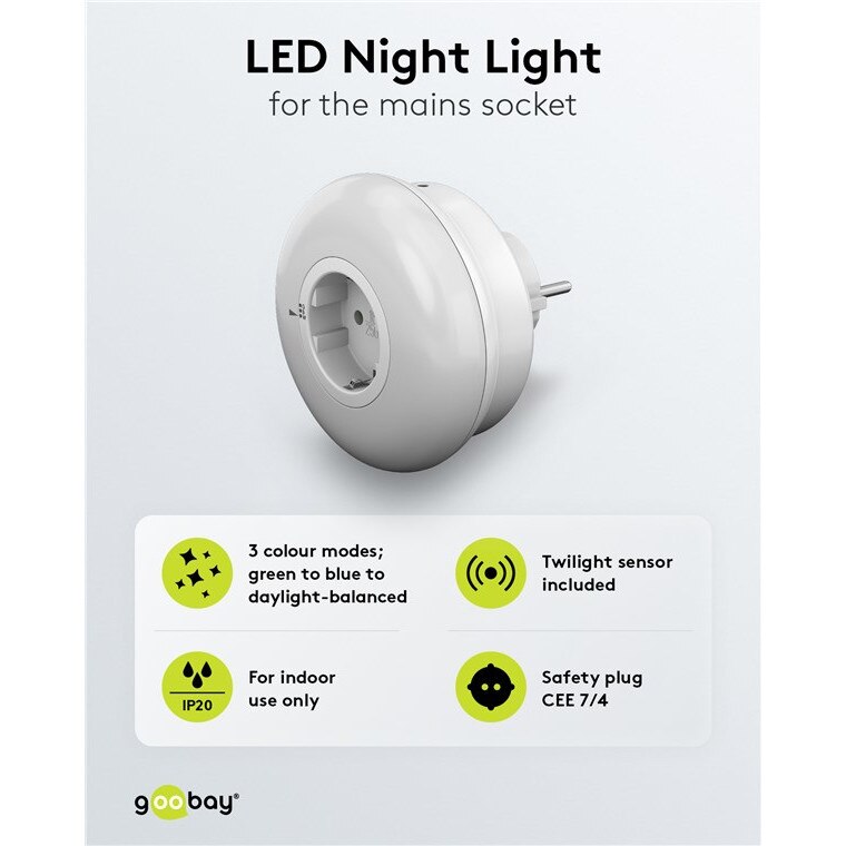 Priza LED cu lumina de veghe 6500k, port priza, 3 culori - eMAG.ro
