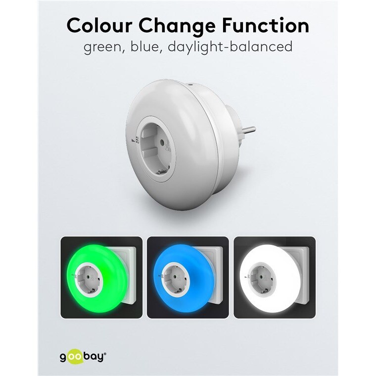 Priza LED cu lumina de veghe 6500k, port priza, 3 culori - eMAG.ro