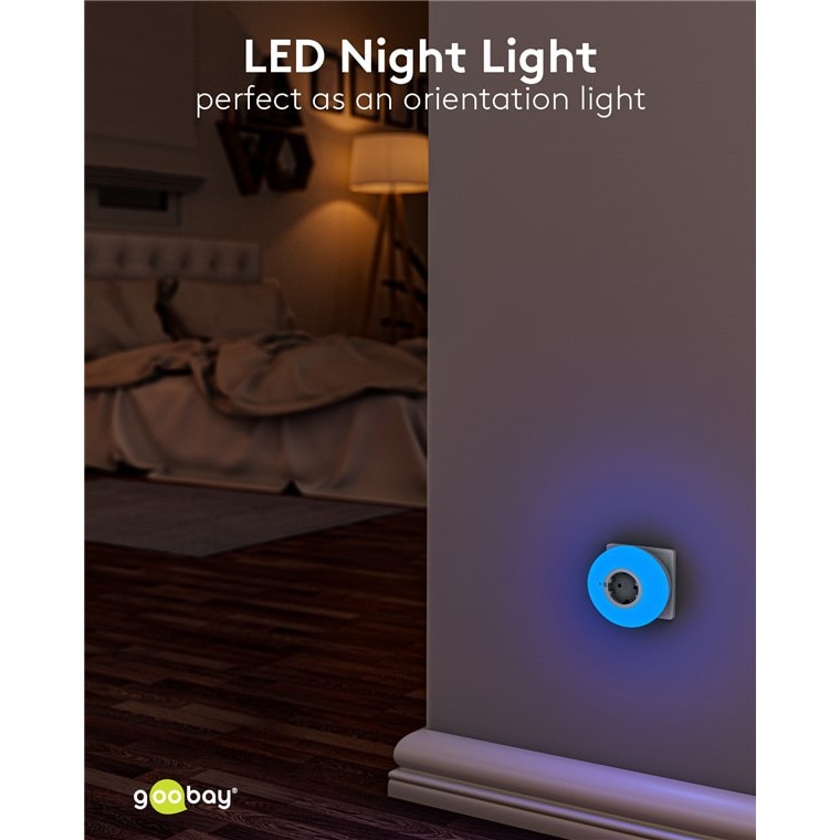 Priza LED cu lumina de veghe 6500k, port priza, 3 culori - eMAG.ro
