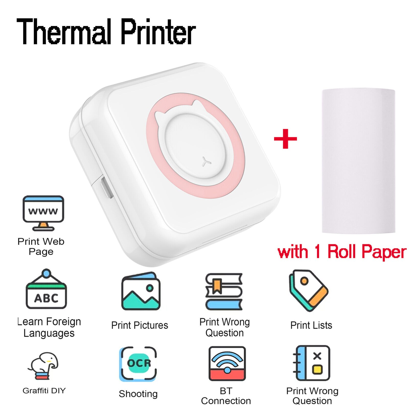 Mini imprimanta portabila Smart, printare termica, conexiune bluetooth ...