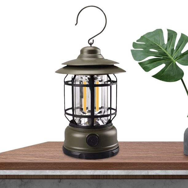 Lampa portabila camping, Felinar Vintage cu carlig, ABS, Iluminare 21 ...