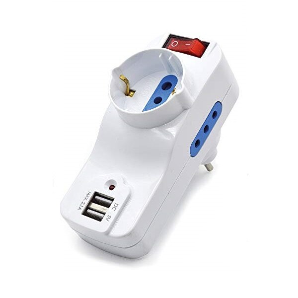 Adaptor compact Welly Enjoy IT WY13035 alb, 1 priza Schuko germana 2 ...