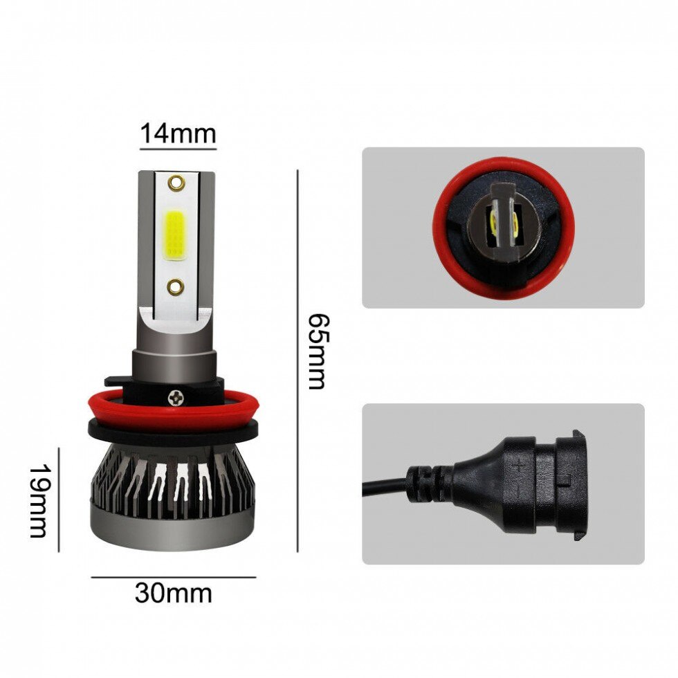 Set 2 becuri LED H8/H9/H11 MINI 6000K 12000LM - eMAG.ro