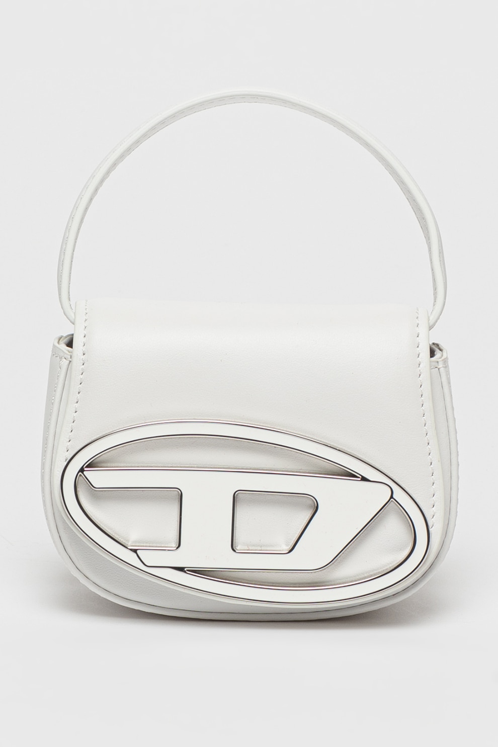 Diesel, Geanta crossbody din piele cu logo metalic, Alb - eMAG.ro