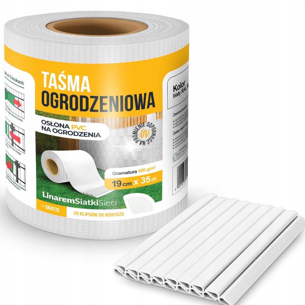 Banda gard, Linarem, PVC, Protectie UV, 19cm x 35m, Alb - eMAG.ro