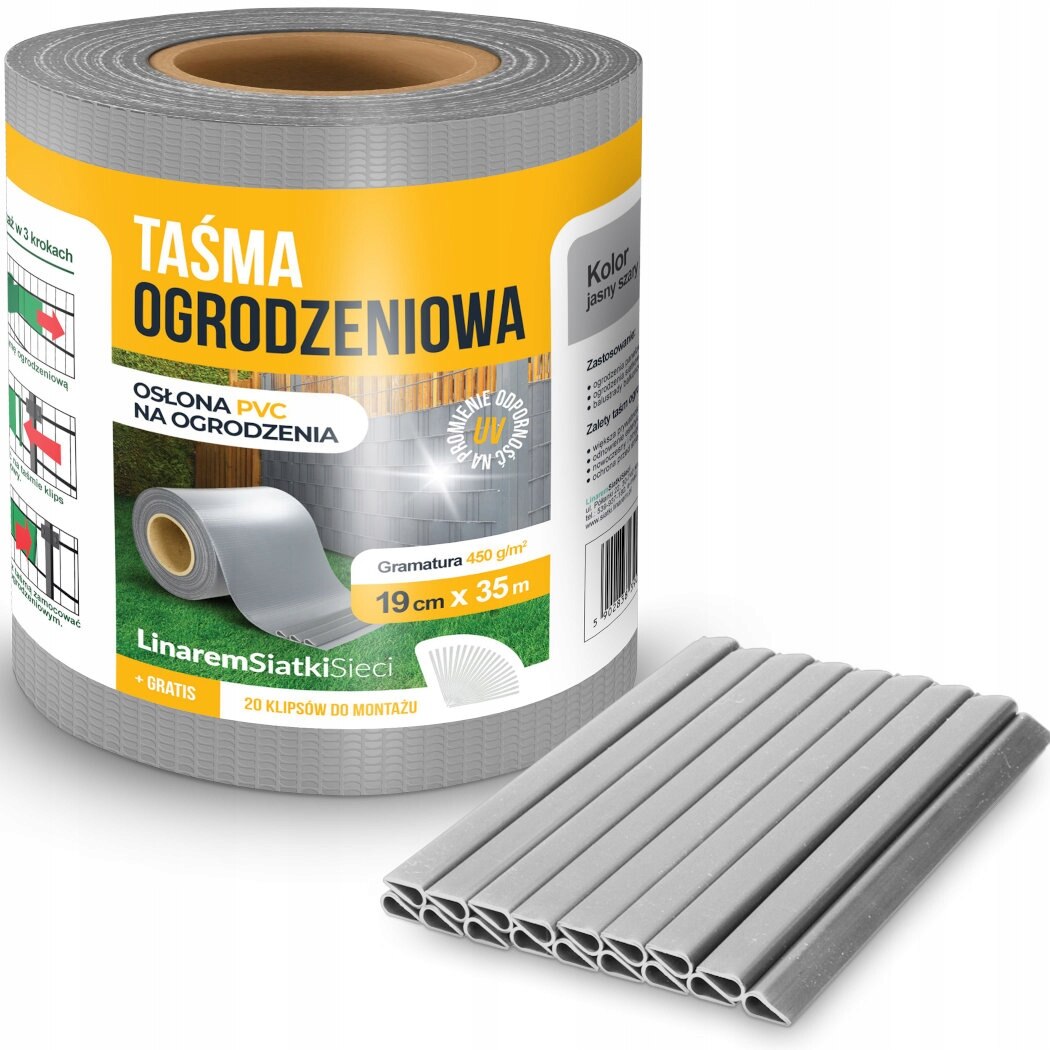 Banda gard, Linarem, PVC, Protectie UV, 19cm x 35m, Gri - eMAG.ro