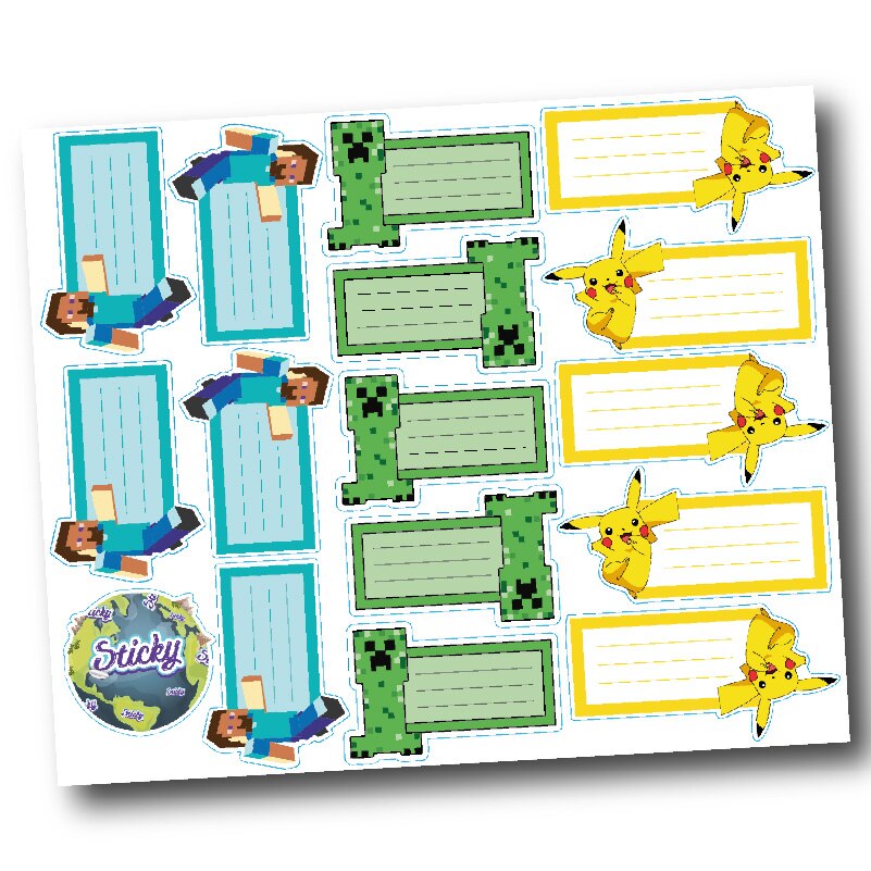 Autocolante pentru caiete 15 bucati PIKACHU si MINECRAFT - eMAG.ro