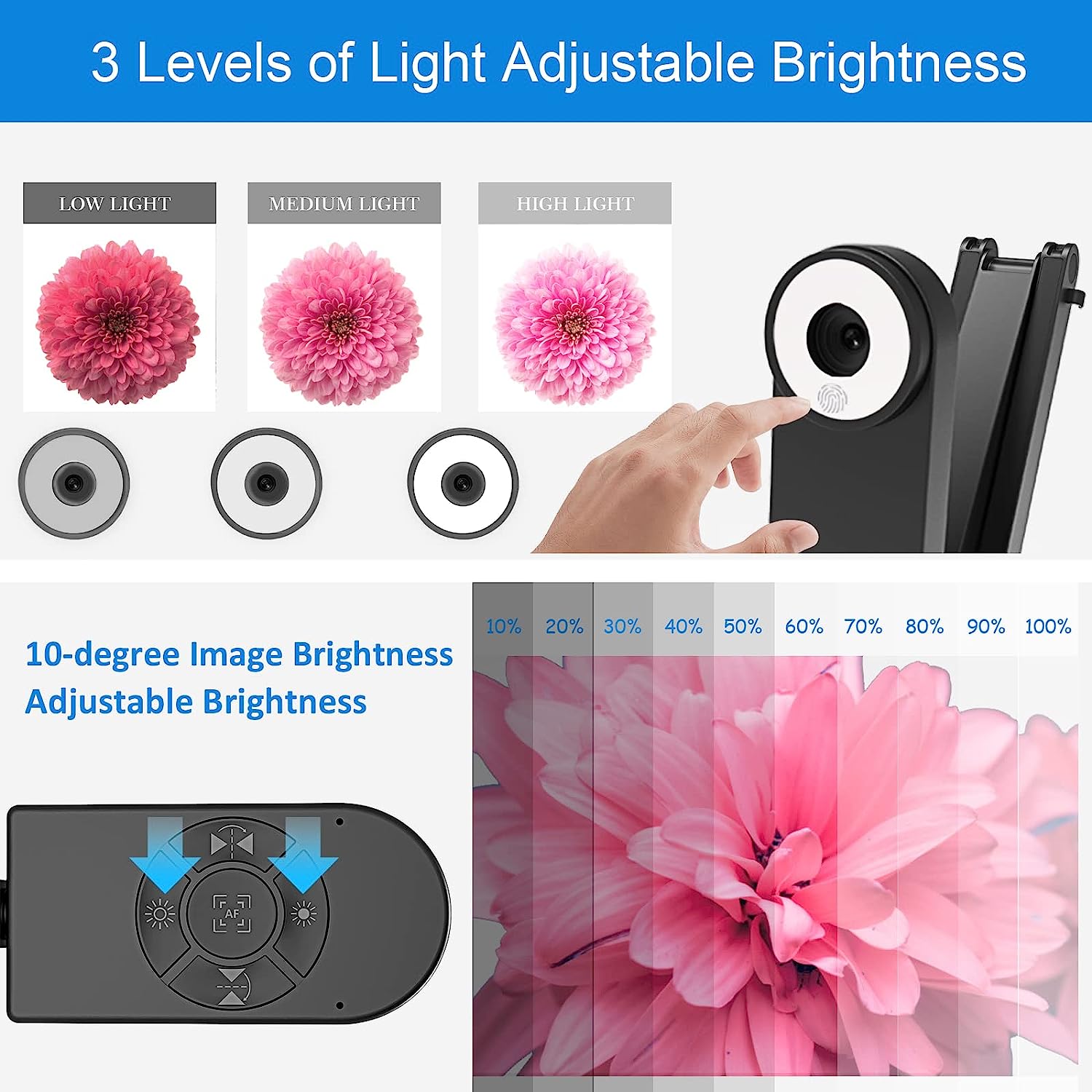 Camera de documente, 8MP, 4K, cu lampa LED reglabila pe 3 niveluri, microfon dublu, luminozitate ...