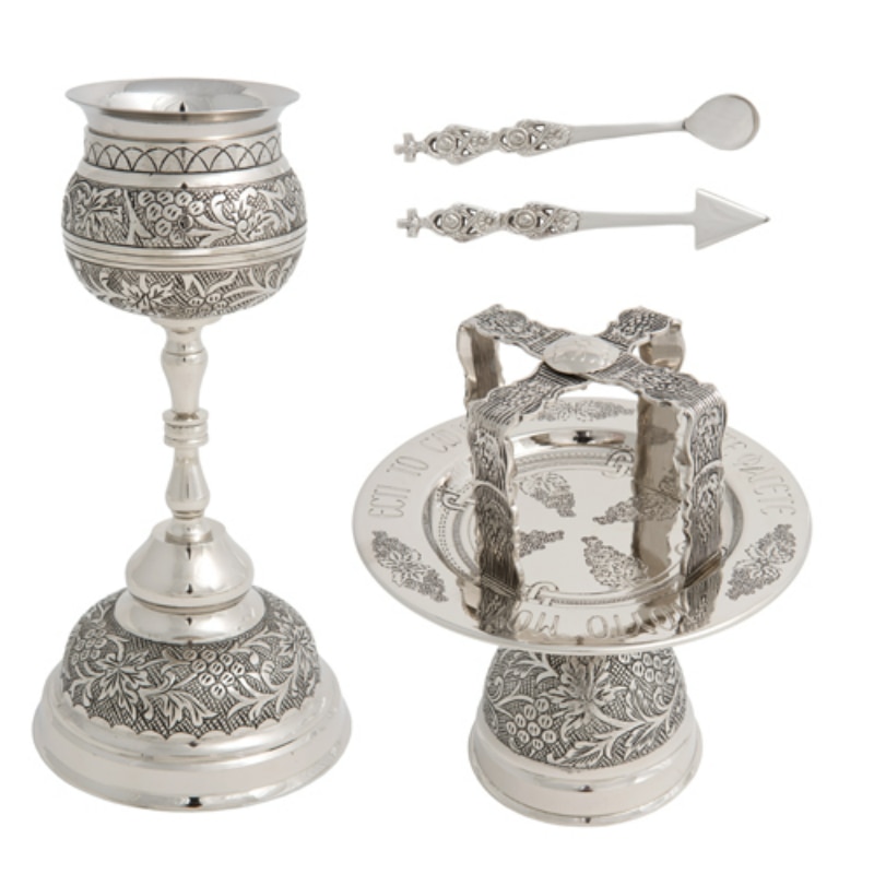Set potir bisericesc, Nichel, 28 cm, Argintiu - eMAG.ro