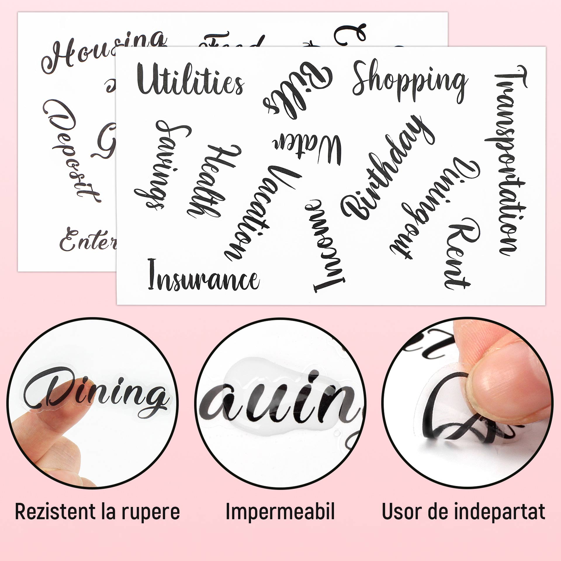 Set agenda planificator buget A6, Imprimeu marmura, cu card de buget ...