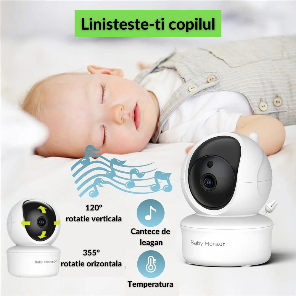 Camera Audio-Video pentru Supraveghere Bebelusi, ecran de 5 inch ...