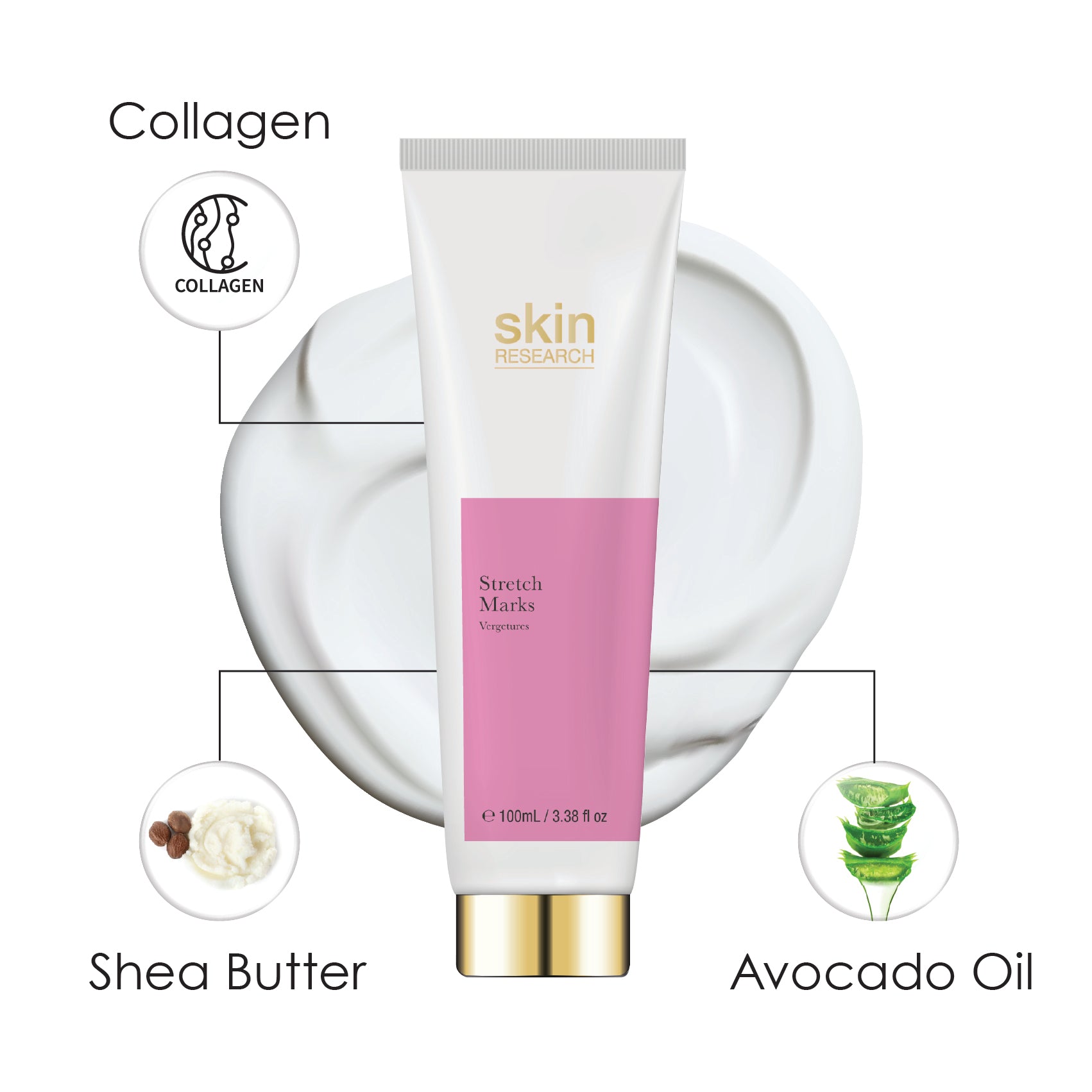 Crema pentru vergeturi, Skin Research, Extract trandafir salbatic, 100 ...