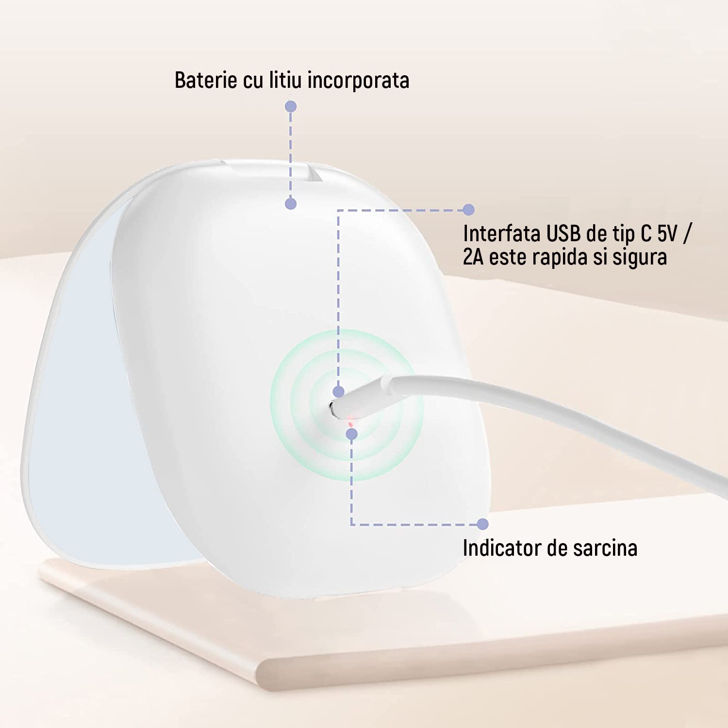 Oglinda cosmetica led mini, magnificare 5X, touch switch, 2 fete ...
