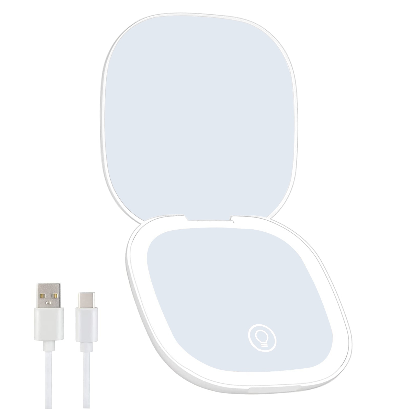 Oglinda cosmetica led mini, magnificare 5X, touch switch, 2 fete ...