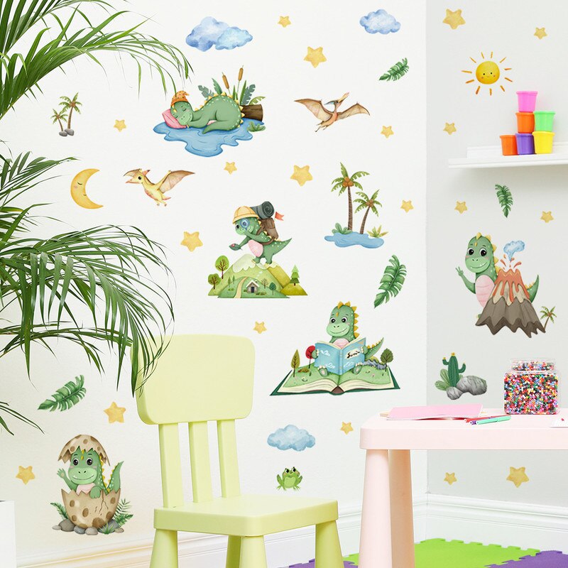 Sticker autocolant perete, CeruleTree, pentru copii, cu dinozauri ...