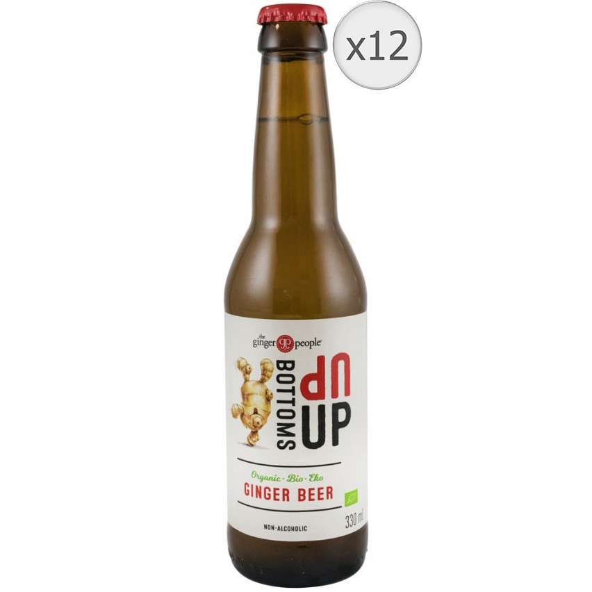 Bere bio de ghimbir fara alcool Bottoms Up, sticla, 12 x 330ml - eMAG.ro