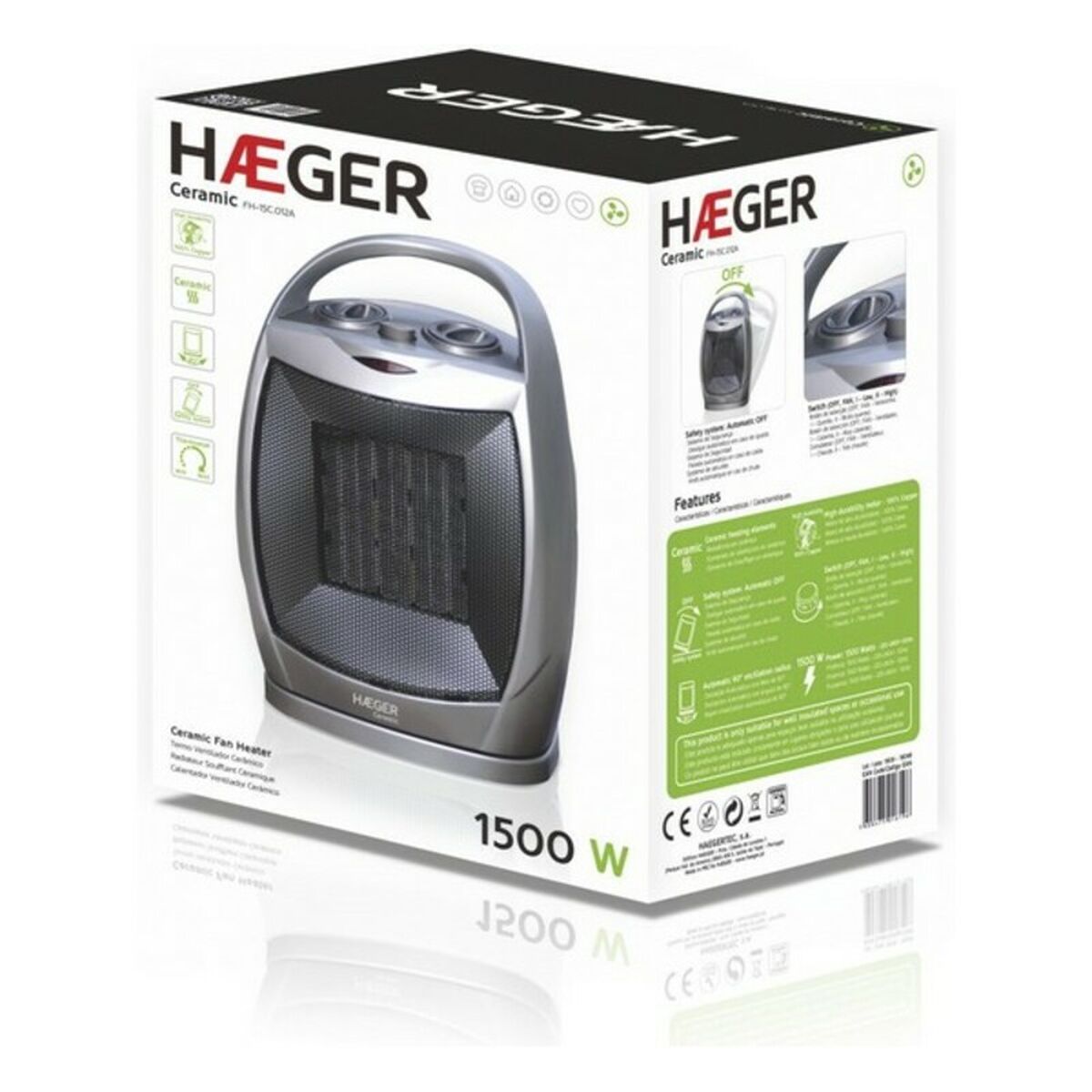 Нагревател, Haeger, 1500 W, 220 - 240 V, Осцилация 90º - eMAG.bg