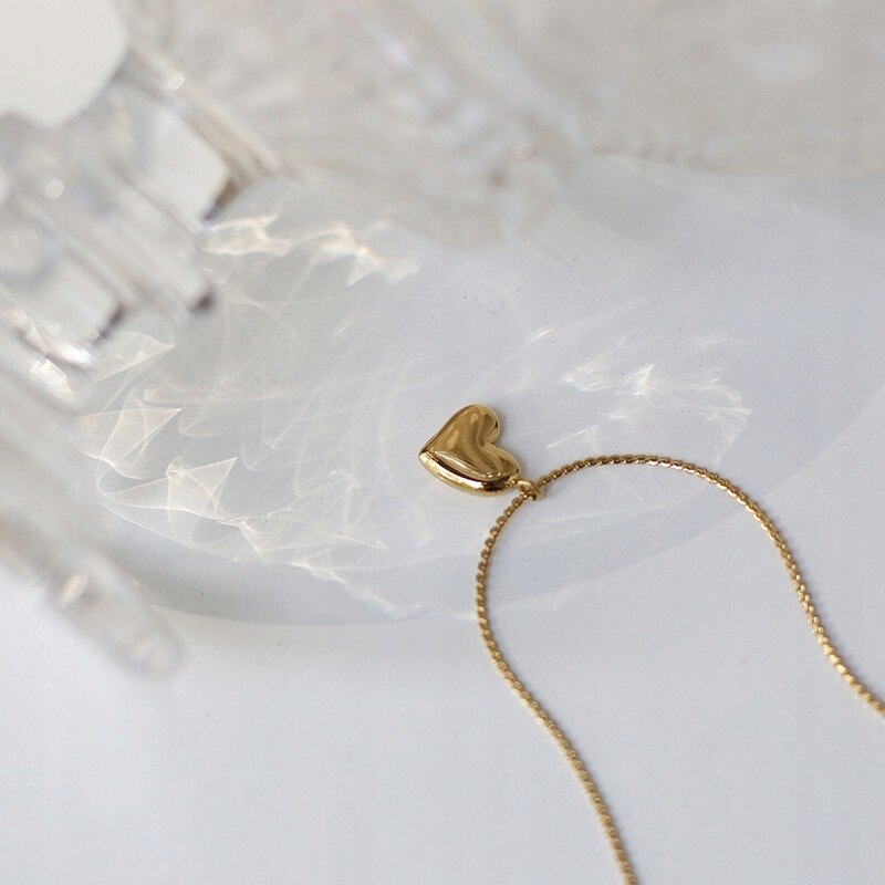 Colier inima placat cu aur, Otel inoxidabil, 48 cm, Auriu - eMAG.ro