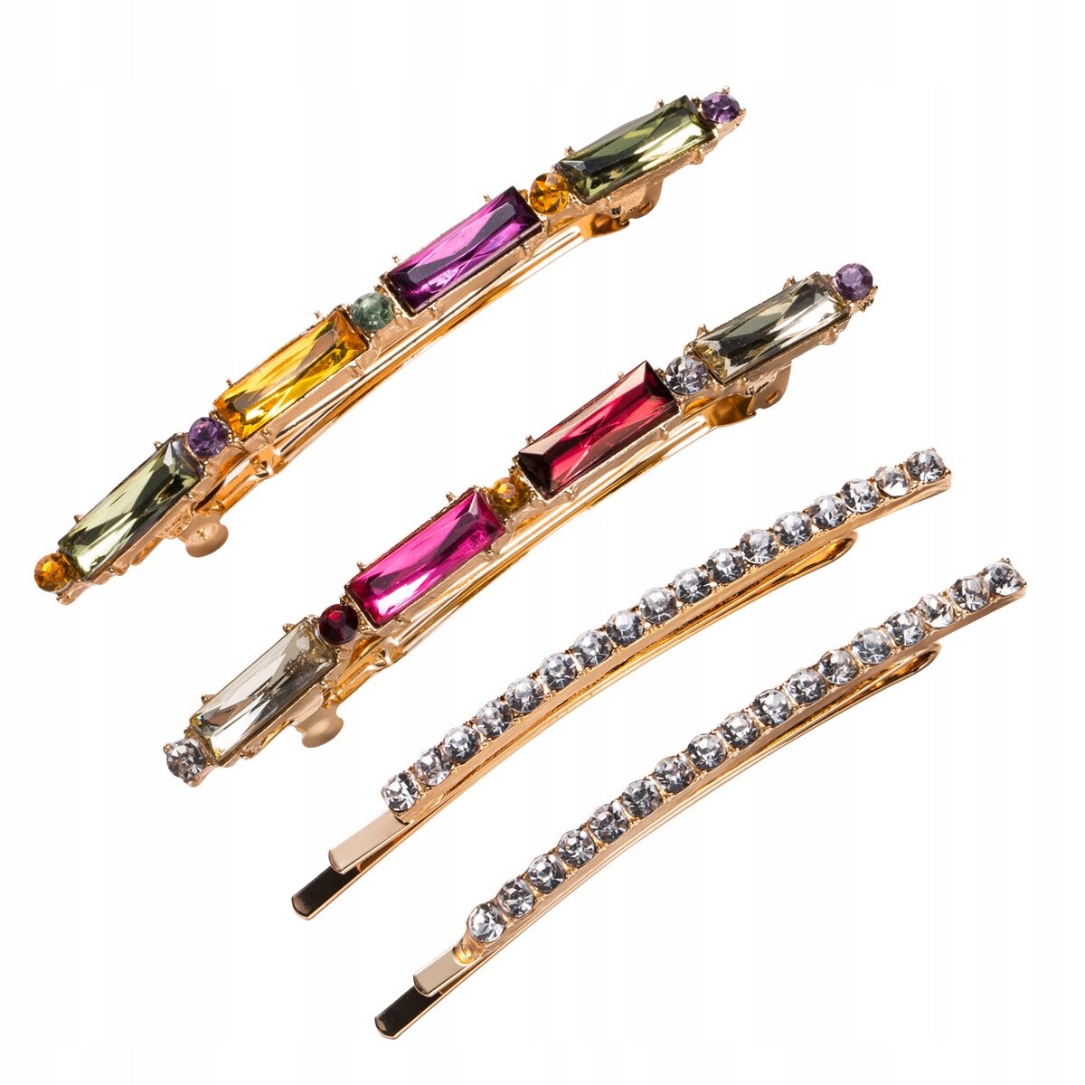 Set 4 agrafe de par, Cu strasuri, Multicolor - eMAG.ro