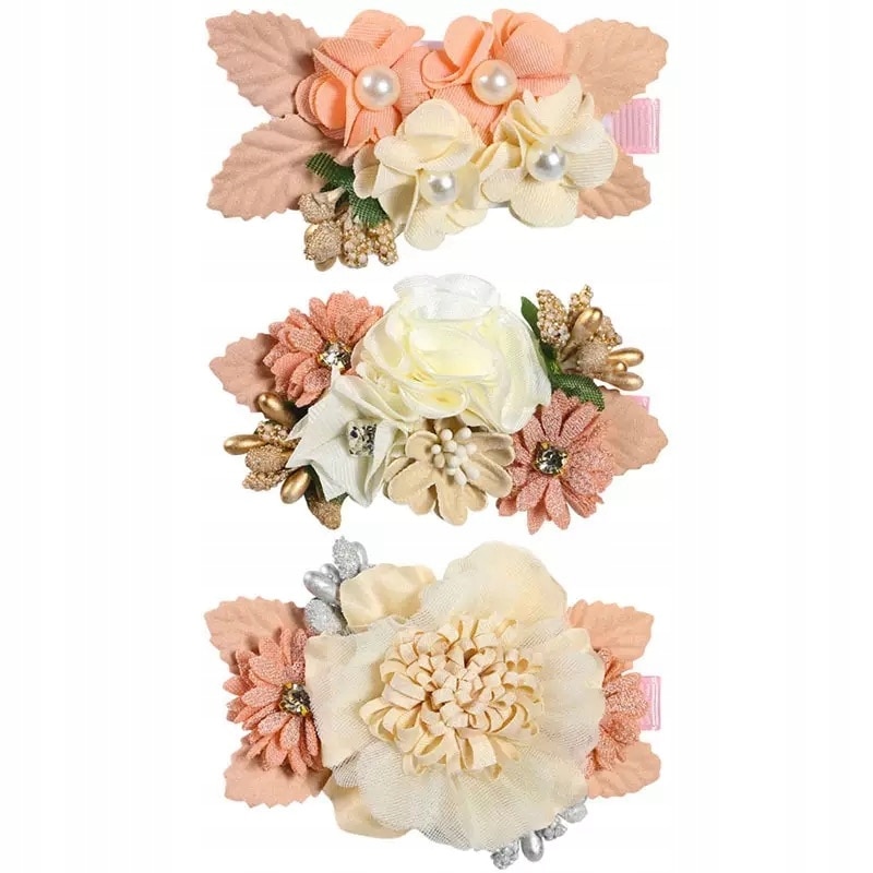 Set 3x agrafe par flori, Textil, Roz - eMAG.ro