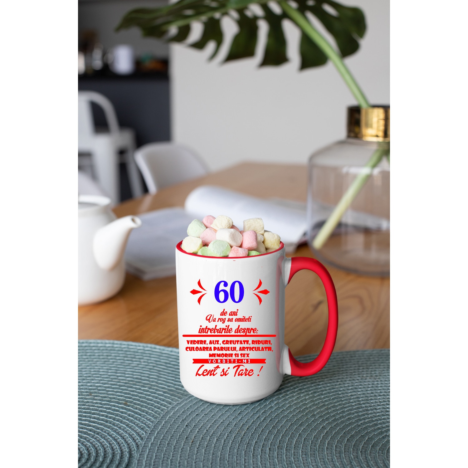 Cana personalizata cu imprimeu 60 ani - Va rog sa omiteti intrebari ...