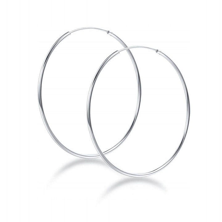 Cercei rotunzi, Argint, 5 cm, Argintiu - eMAG.ro