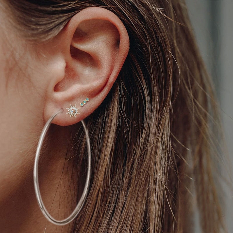 Cercei rotunzi, Argint, 5 cm, Argintiu - eMAG.ro