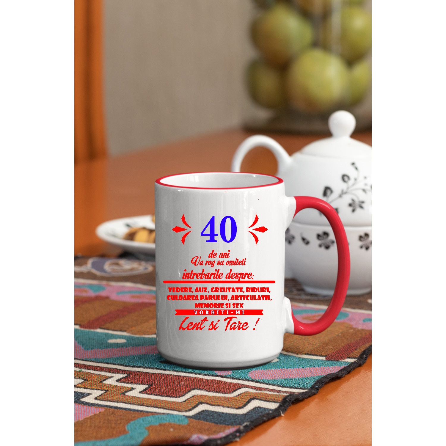 Cana personalizata cu imprimeu 40 ani - Va rog sa omiteti intrebari ...