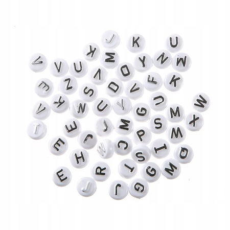 Set 100 margele cu litere, Acril, 10 mm, Alb/Argintiu - eMAG.ro