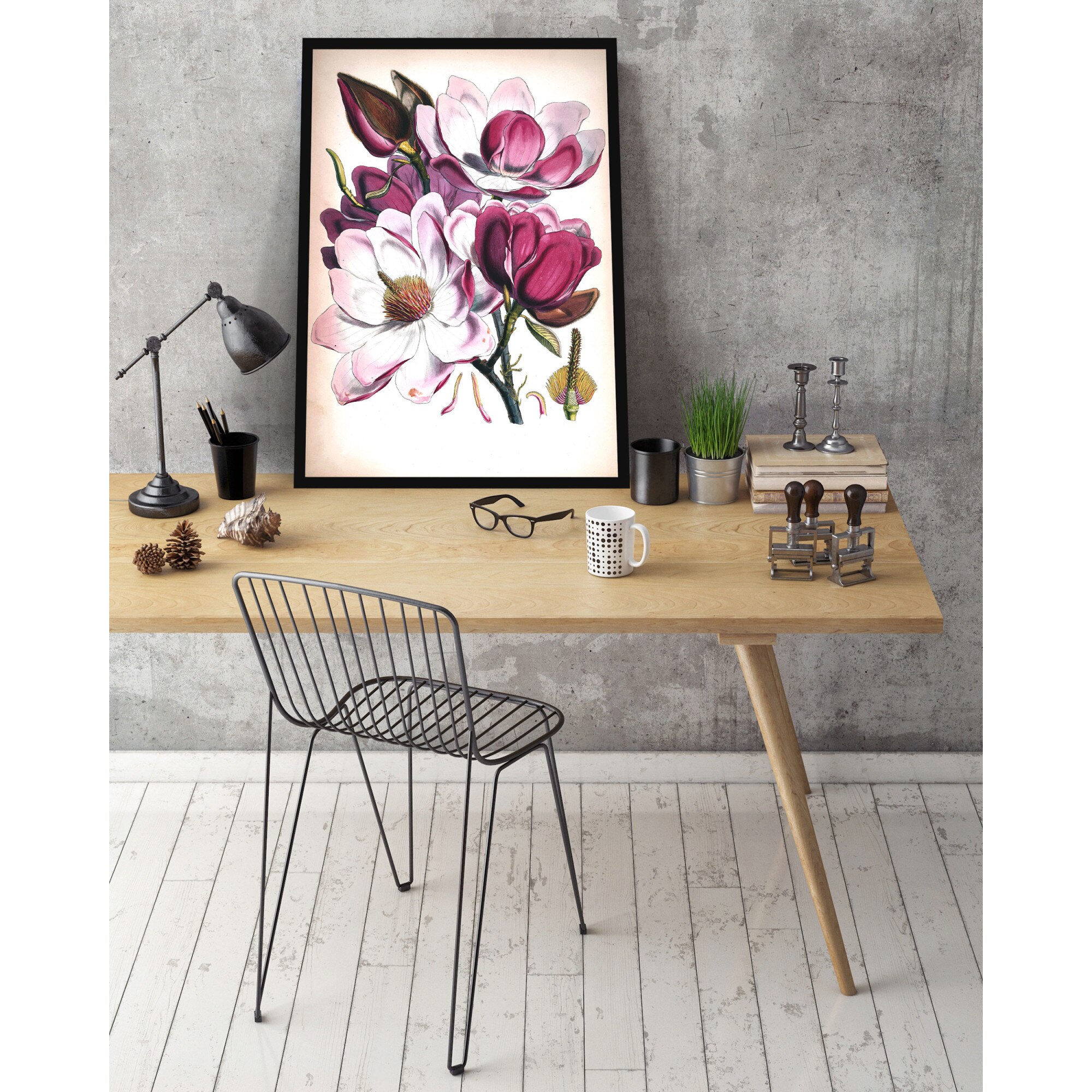 Tablou cu Rama Neagra - Magnolia - 50x70cm - eMAG.ro