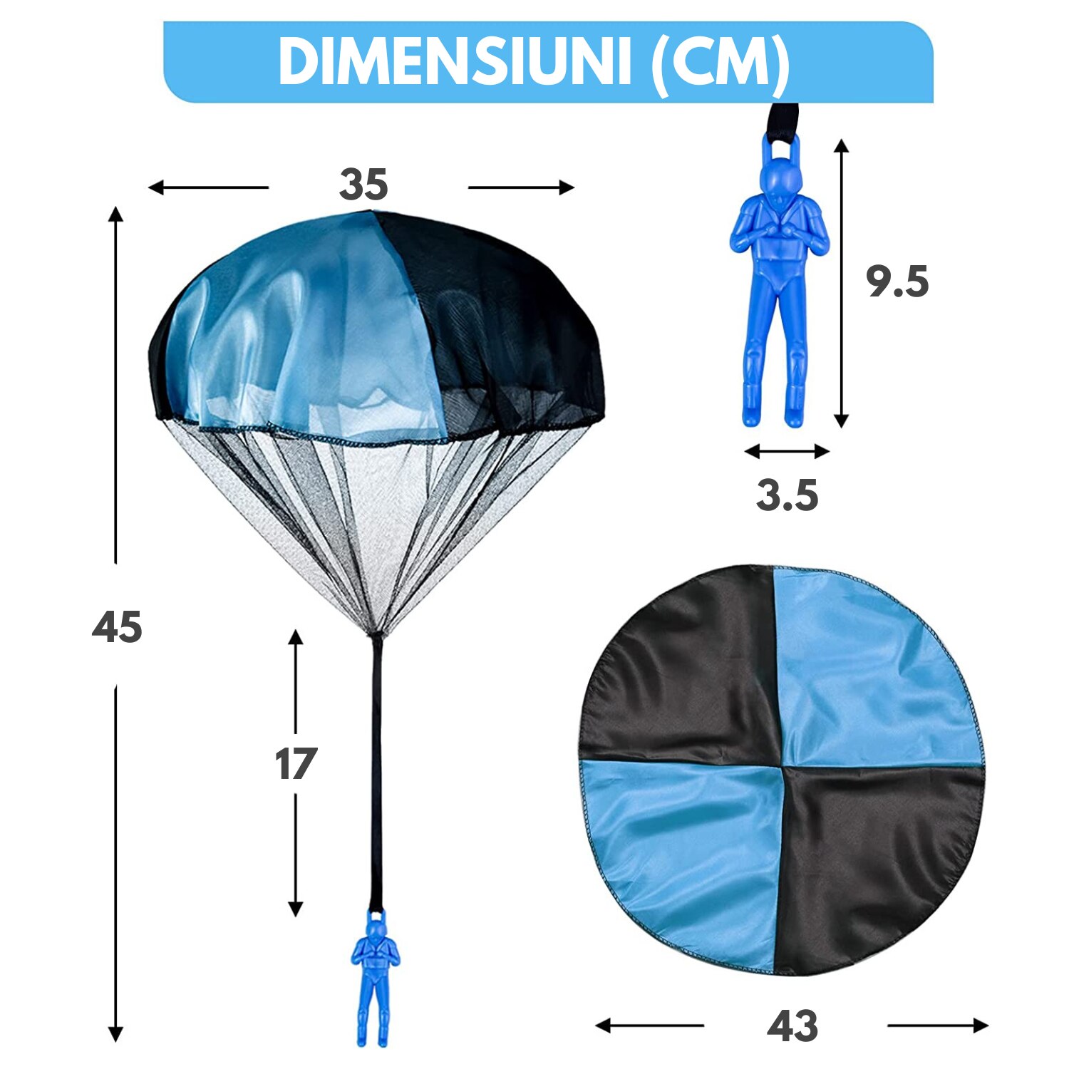 Set 4 Soldati de Jucarie cu Parasuta, Figurina Tip Parasutist de ...