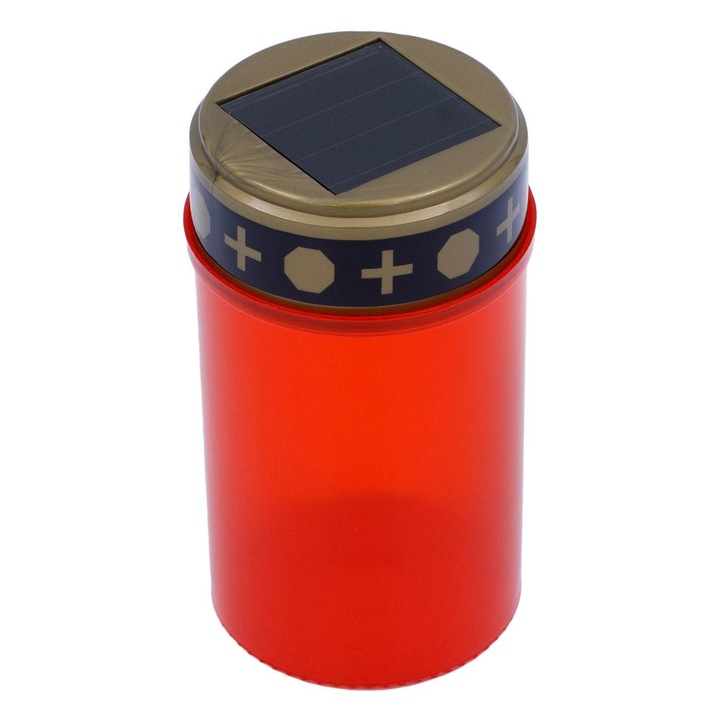 Candela rosie de Paste cu LED si incarcare solara, 6.5 x 12 cm - eMAG.ro