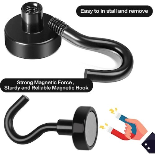 Set 4 carlige haine, Fier/Metal, Magnetic, Negru - eMAG.ro