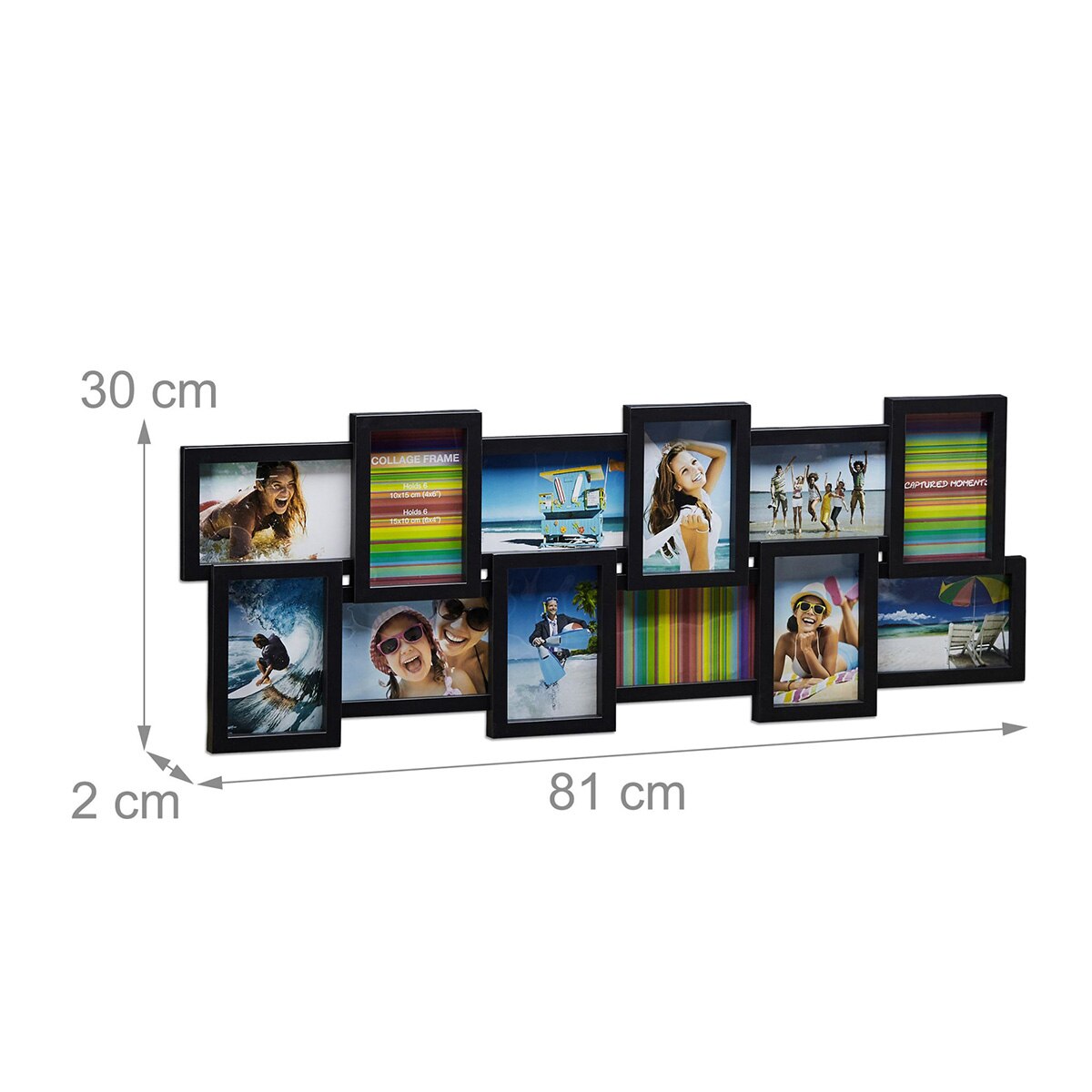 Rame foto, colaj 12 poze, negru, 81 x 30 cm - eMAG.ro