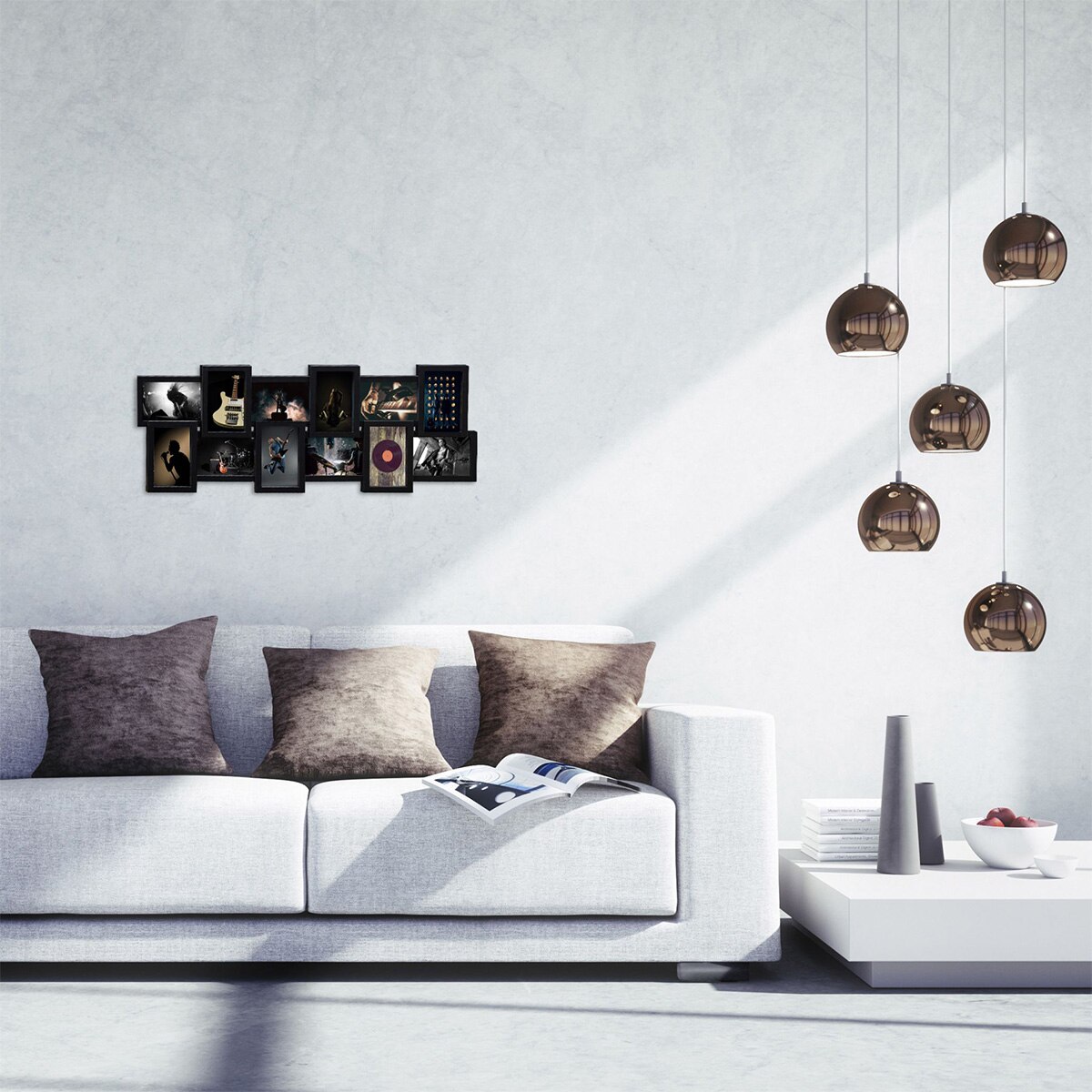 Rame foto, colaj 12 poze, negru, 81 x 30 cm - eMAG.ro