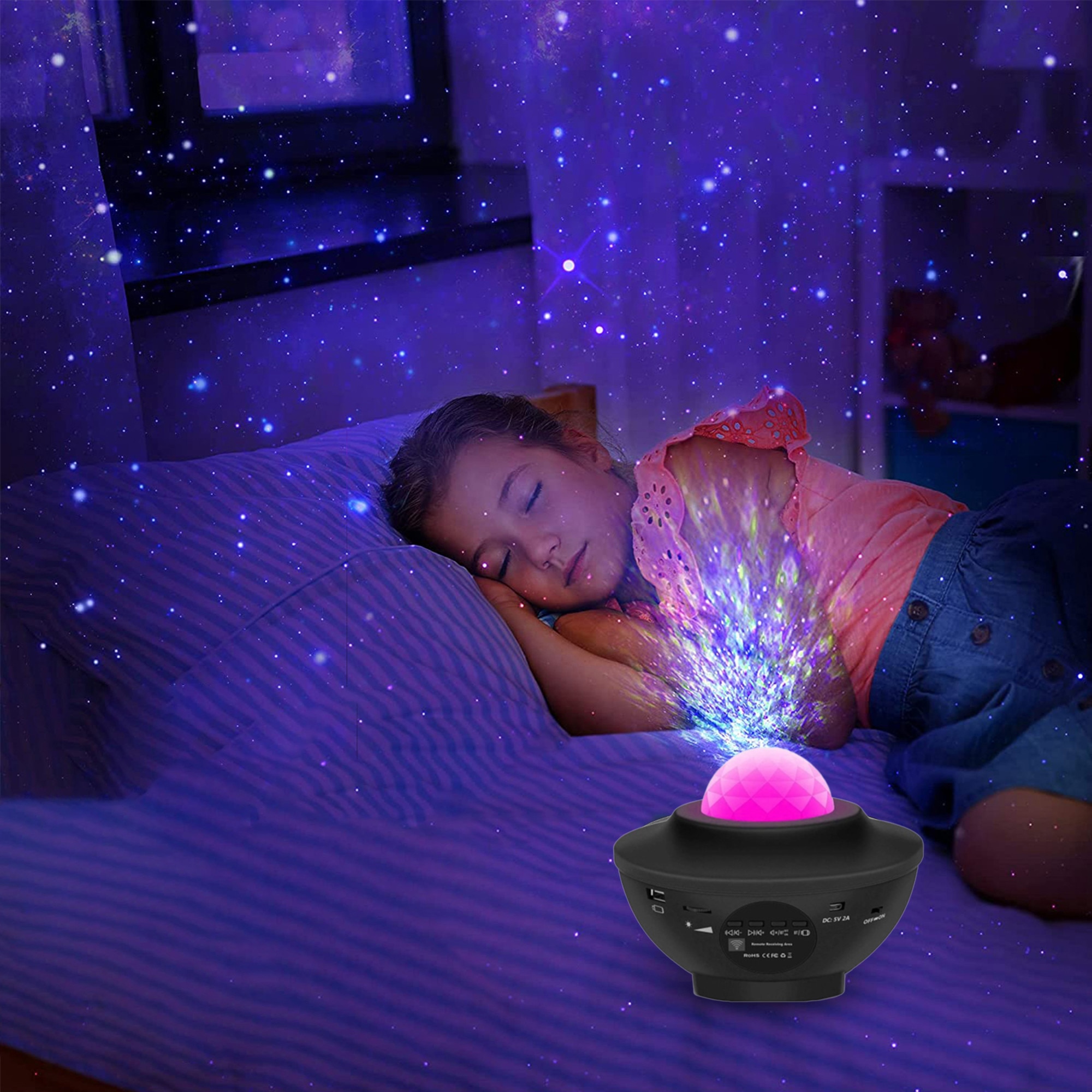 Lampa de Veghe cu proiectie stele si luna, 360, camera copilului, 21 de ...
