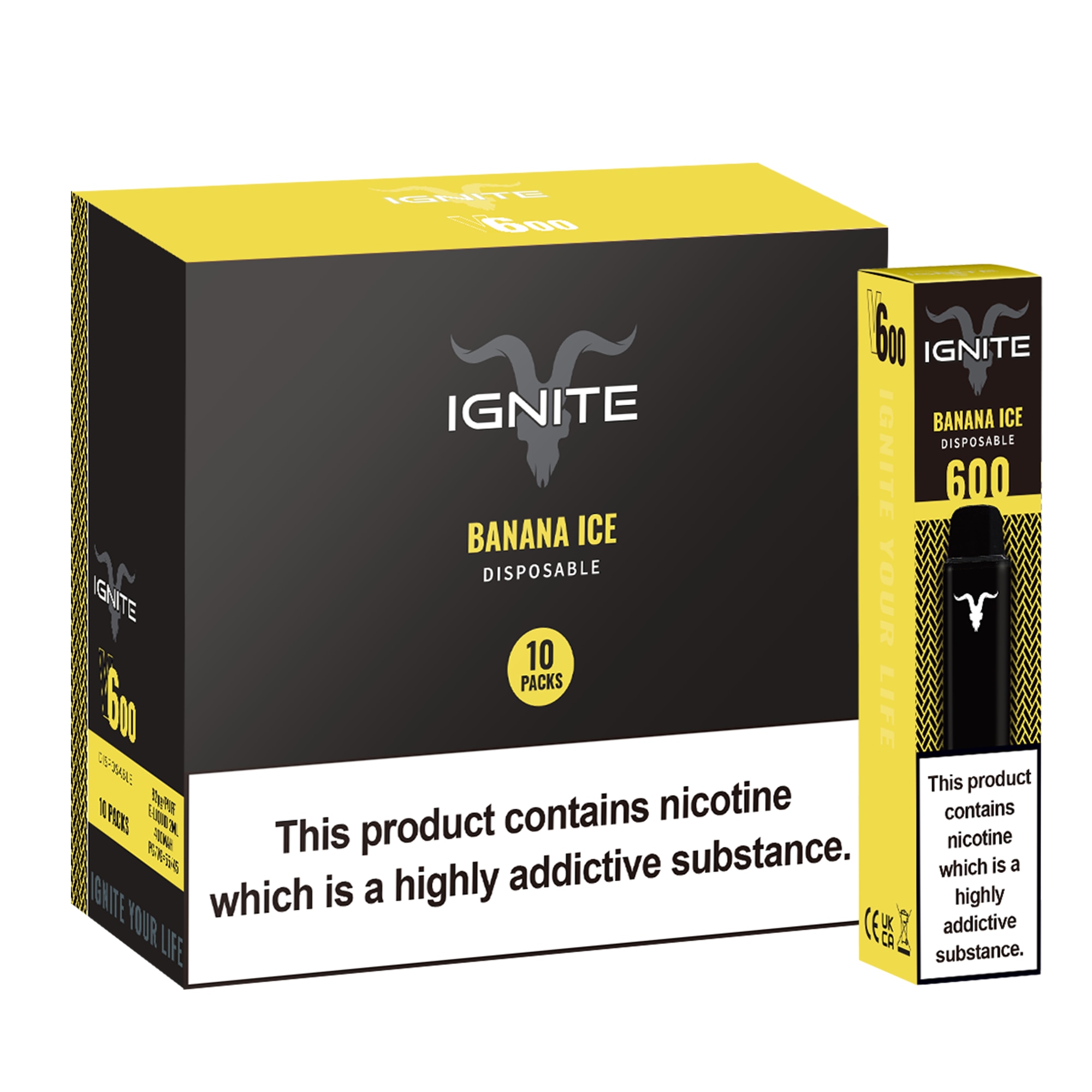 Tigara electronica IGNITE V600 cu nicotina 2%, Banana Ice, 600 puffs ...