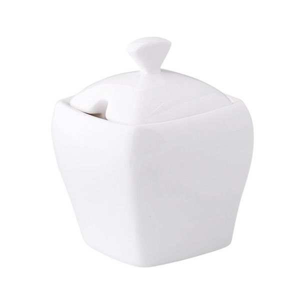 Zaharnita cu capac din portelan alb 120ml, Ambition Fala - eMAG.ro
