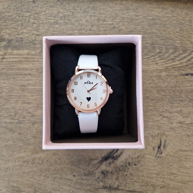 Ceas copii Heart, cadran alb, cifre auriu roze - eMAG.ro